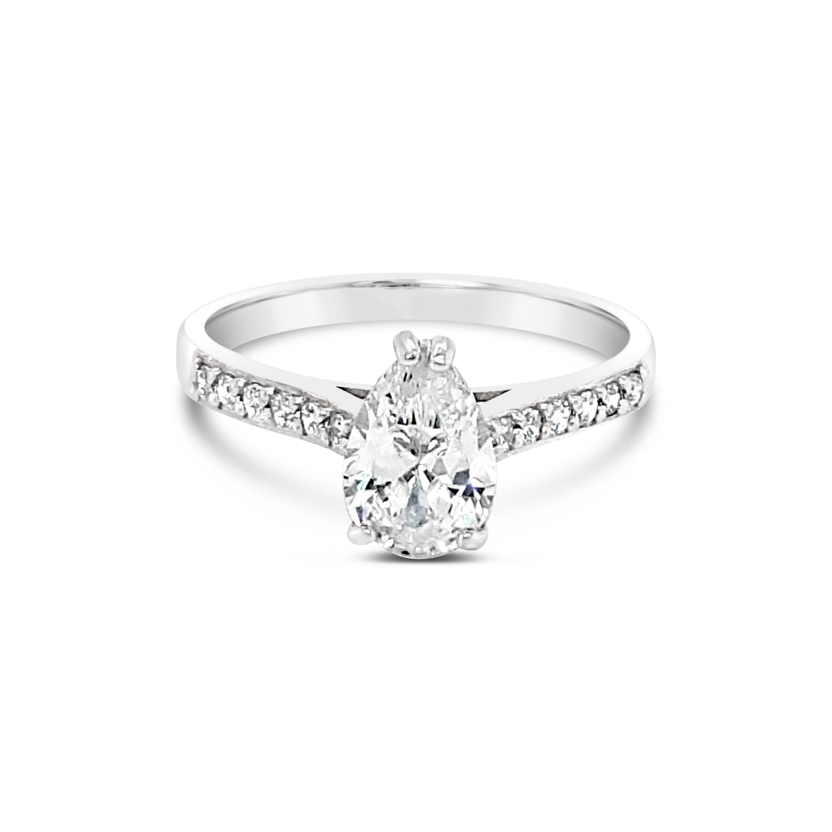 9ct Gold Pear shape CZ Single Stone Set Shoulders — CharlesLucasJewellery